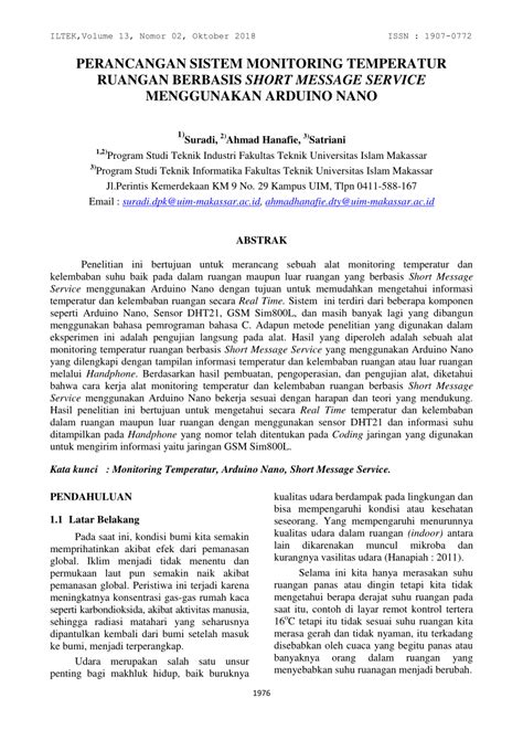 PDF PERANCANGAN SISTEM MONITORING TEMPERATUR RUANGAN BERBASIS SHORT MESSAGE SERVICE