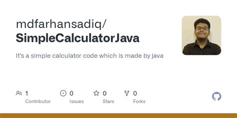 GitHub Mdfarhansadiq SimpleCalculatorJava It S A Simple Calculator Code Which Is Made By Java