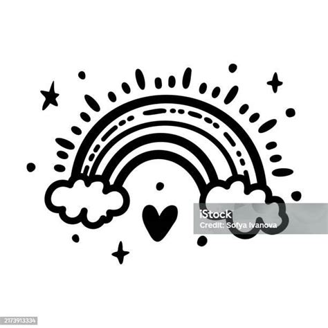 무지개 와 심장 와 별 색칠 공부 책 로고 및 장식 요소에 대한 벡터 일러스트 레이 션 구름에 대한 스톡 벡터 아트 및 기타 이미지 Istock