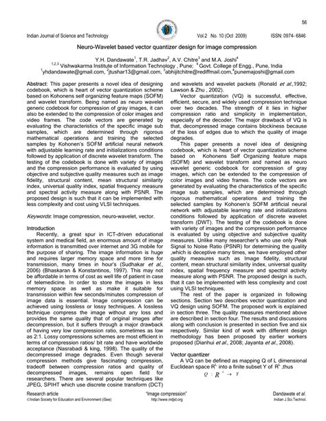 Pdf Neuro Wavelet Based Vector Quantizer Design For Image Compression