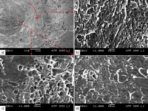 Sem Micrographs Showing Tensile Shear Fracture Surface Of The Nugget At