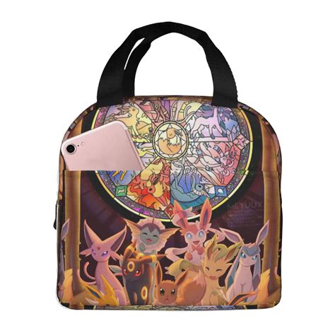 Pokémon Eevee And Ewolucion Insulated Lunch Bag For Women Men Adults Lunch Tote With Front