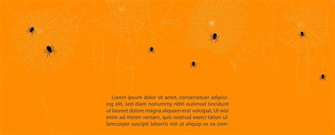 Black Spider With Spider Web And Example Texts On Orange Background