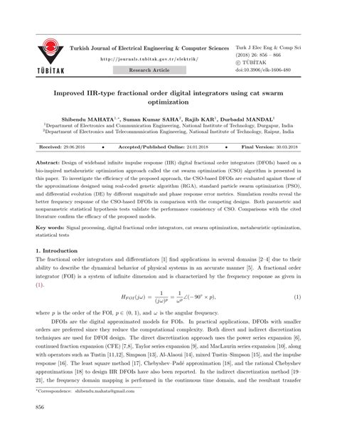 Pdf Improved Iir Type Fractional Order Digital Integrators Using Cat