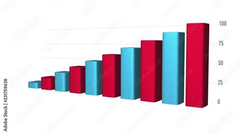 Animated Bar Graph With A White Background And Even Incremental Red And Blue Bars Stock Video
