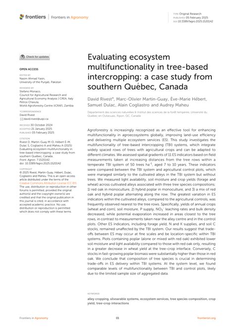 Pdf Evaluating Ecosystem Multifunctionality In Tree Based