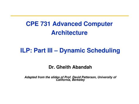 Ppt Cpe 731 Advanced Computer Architecture Ilp Part Iii Dynamic