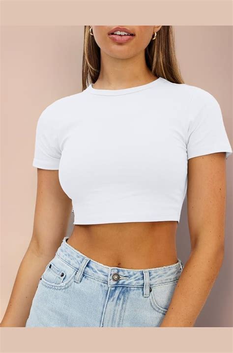 White Short Sleeve Crop Top