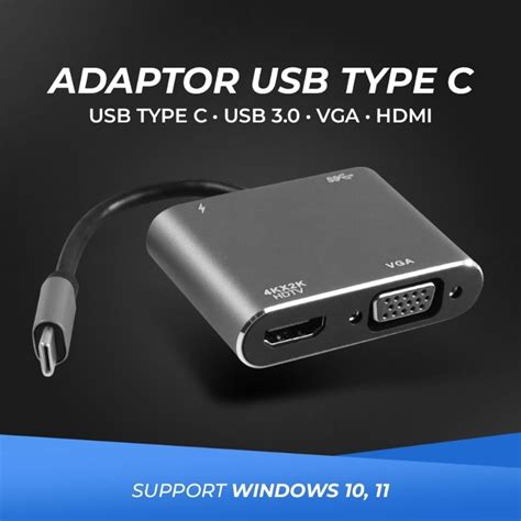 Jual Adapter Converter Konektor UsВ Type C To 3in1 4k Hdmi Converter