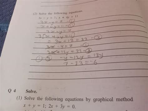 q 4 solve 1 solve the following equations by graphical method x y