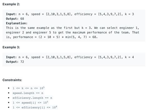 1383 Maximum Performance Of A Team Kickstart Coding
