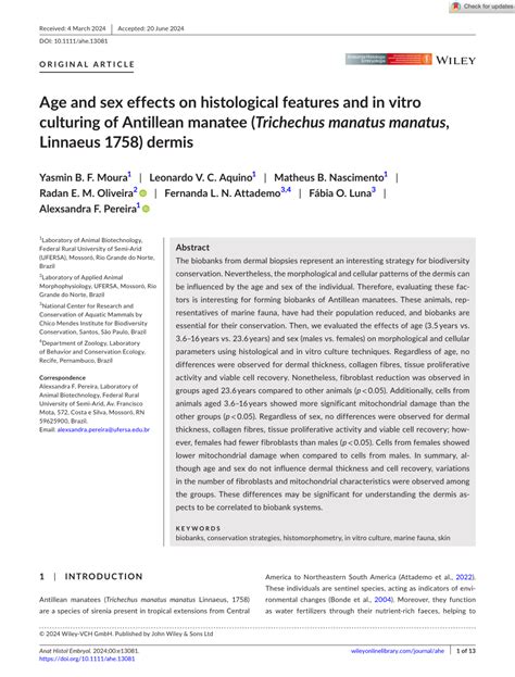 Pdf Age And Sex Effects On Histological Features And In Vitro