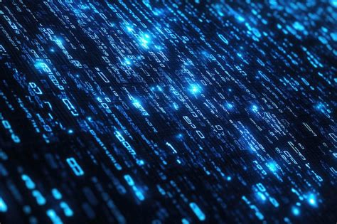 blue digital binary code streaming on a computer screen creating a futuristic and hightech
