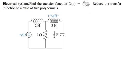solved electrical system find the transfer function