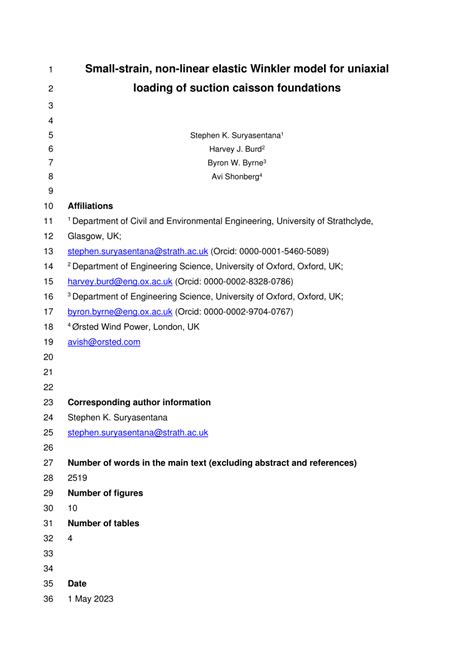 Pdf Small Strain Non Linear Elastic Winkler Model For Uniaxial Loading Of Suction Caisson