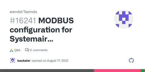 Modbus Configuration For Systemair Vr 400 Dcvde · Arendst Tasmota