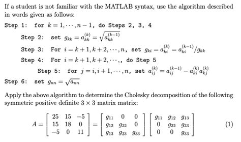 Solved 8 15 Marks The Cholesky Decomposition For A