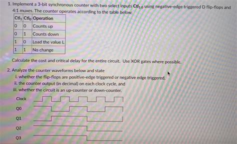 Solved 1 1 1 Implement A 3 Bit Synchronous Counter With Two