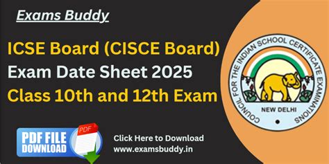 Icse Isc Board Exam Of Class 10th And 12th Date Sheet For March 2025 Exams Buddy