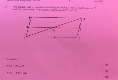 Solved The Diagram Below Represents A Parallelogram Chegg