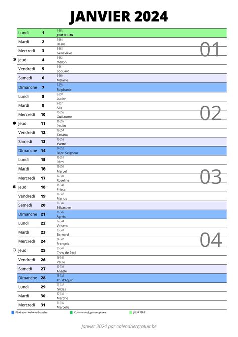 Calendrier Janvier 2024 Calendriergratuitbe