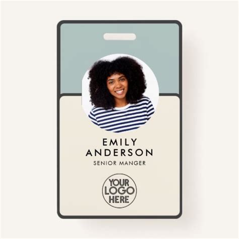 Custom Employee Pass Photo Id Logo Qr Barcode Badge Zazzle