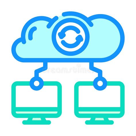 Data Synchronization Cloud Computing Color Icon Vector Illustration
