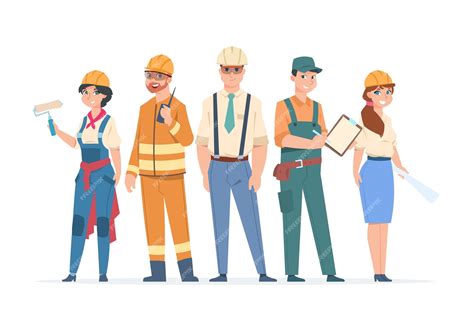Premium Vector Builders And Engineers Characters Illustration