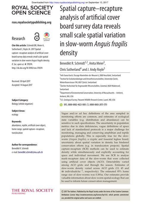 Pdf Spatial Capture Recapture Analysis Of Artificial Cover Board Survey Data Reveals Small