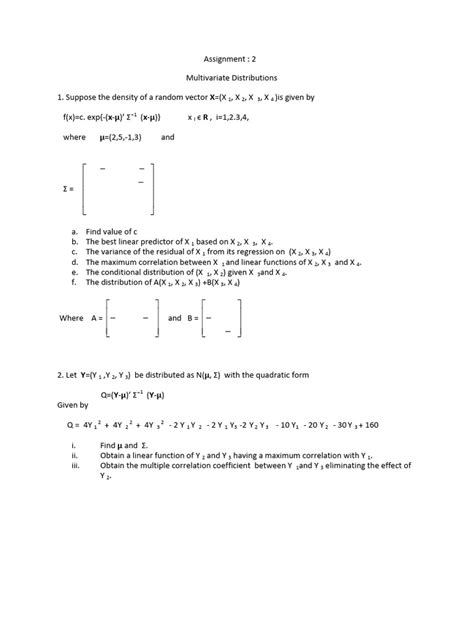 Multivariate Distribution Ass 02 Pdf