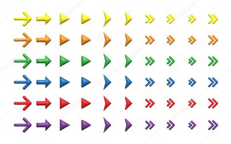 Colorido Icono De Flecha 3d Conjunto Aislado Sobre Fondo Blanco