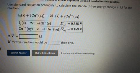 Solved Use Standard Reduction Potentials To Calculate The