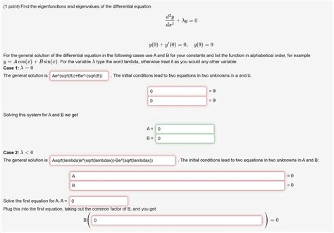 Solved (1 point) Find the eigenfunctions and eigenvalues of | Chegg.com