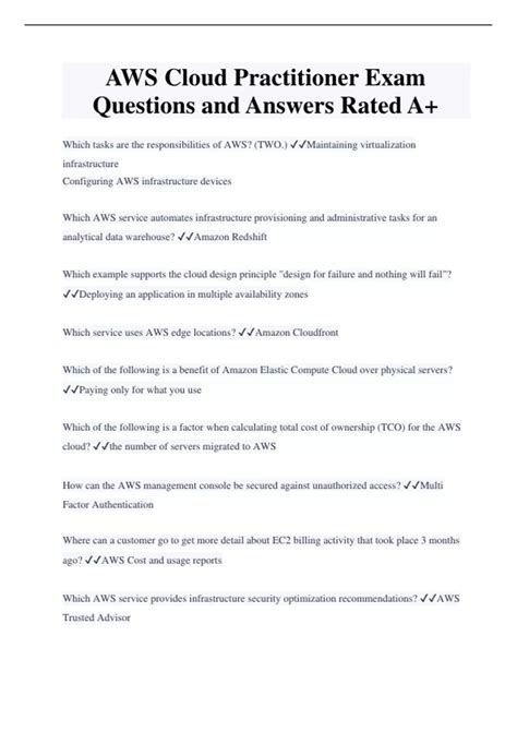 AWS Cloud Practitioner BUNDLED Exams With Complete Solutions Updated Version Stuvia US