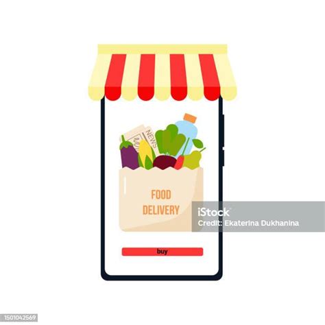 온라인 쇼핑 음식 배달 표현할 아이콘 배달 홈 응용 프로그램이있는 휴대 전화 Brand Name Smart Phone에 대한