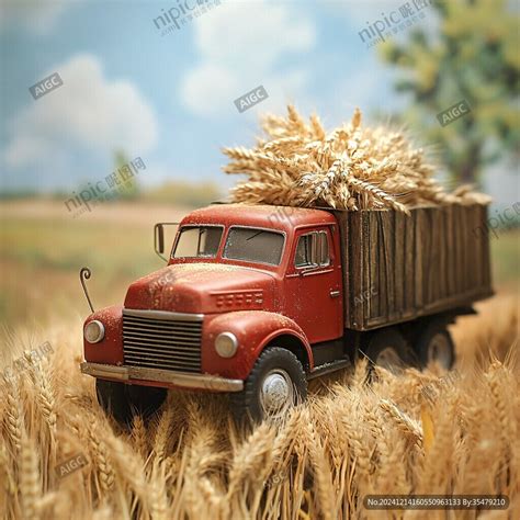 Ai创作图小麦丰收场景 收割运输 一车粮食 装满粮食的车 麦地越野车 粮食车 秋收麦收 收割丰收小麦 麦地丰收夏收 粮车 丰收场景素材 粮食