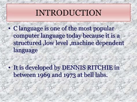 Overview Of C Language PPT