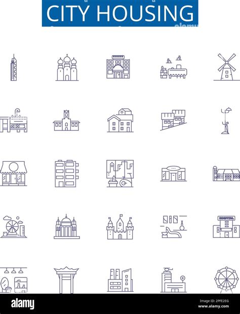 City Housing Line Icons Signs Set Design Collection Of Urban