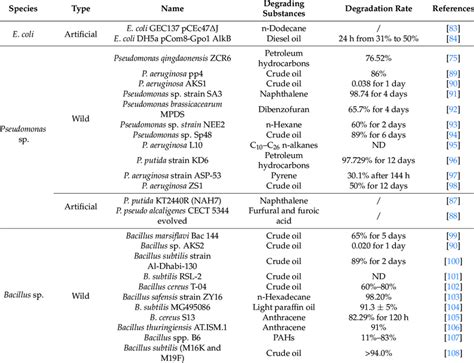 Some Alkane Degrading Bacteria That Have Been Recently Modified Or