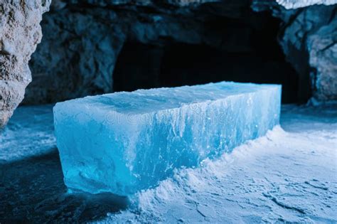 Glowing Blue Ice Block In Frozen Cave Stock Illustration Illustration Of Background Icebound