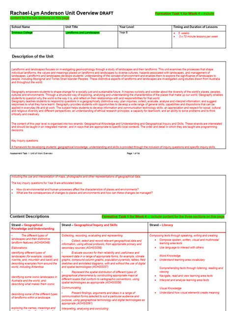 Rachael Lyn Anderson Formative Task 1 Pdf Geomorphology Information
