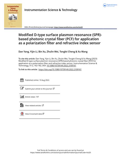 Modified D Type Surface Plasmon Resonance Spr Based Photonic Crystal