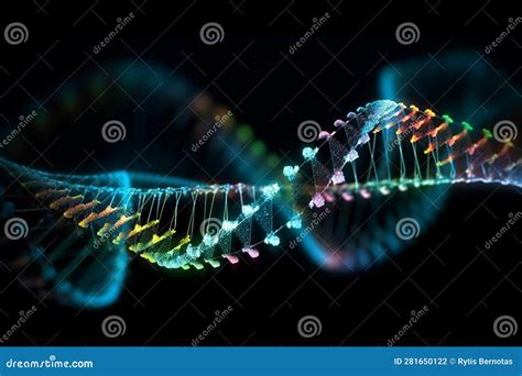 Human DNA And Quantum Mechanics Illustration Generative AI Stock