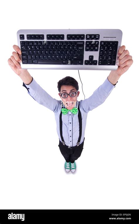 Computer Geek Nerd In Funny Concept Stock Photo Alamy