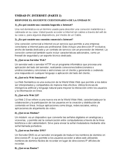 Unidad Iv Internet Parte 2 Tarea 5 Pdf Internet Red Mundial