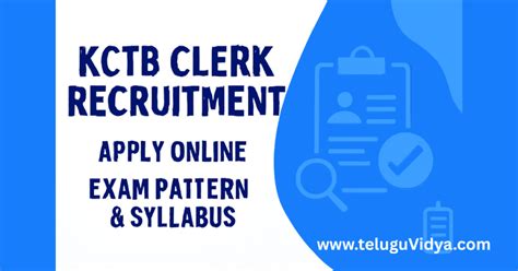 Kctb Clerk Recruitment 2025 Notification Apply Online Exam Pattern
