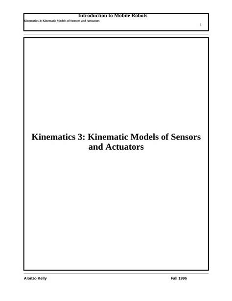 PDF Kinematics Kinematic Models Of Sensors And Introduction To Mobile Robots Kinematics