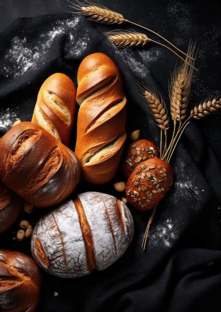 Premium AI Image Different Types Of Bread Rolls And Pastries Food Concept Generative Ai