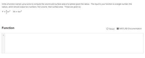 Solved Write A Function Named SphereVSA To Compute The Chegg