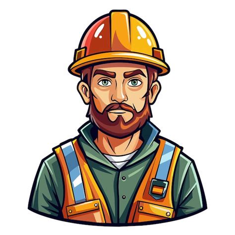 Premium Vector A Drawing Of A Construction Worker Wearing A Hard Hat
